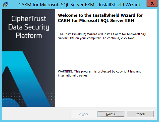 Installing CAKM for Microsoft SQL Server EKM Provider