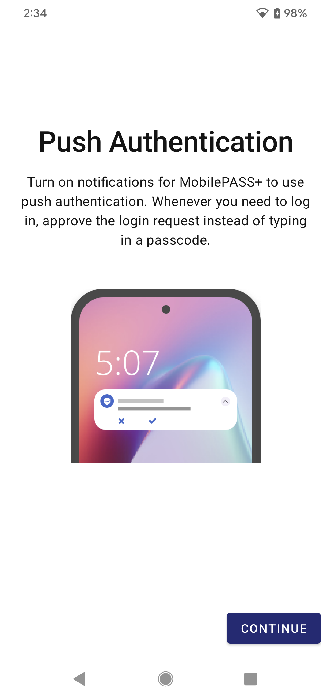 Enroll MobilePASS+ on Android